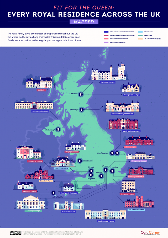 Fit for the Queen: Every Royal Residence In the UK, Illustrated ...